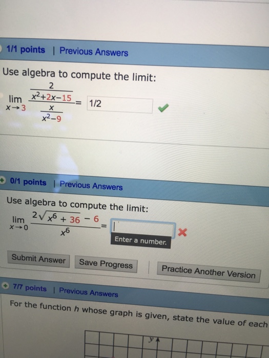 Solved Use algebra to compute the limit: lim x rightarrow 3 | Chegg.com