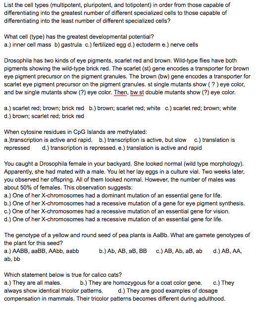 Solved Please help me with this difficult Biology multiple | Chegg.com