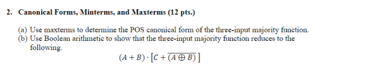 2 Canonical Forms Minterms And Maxterms 12 Pts