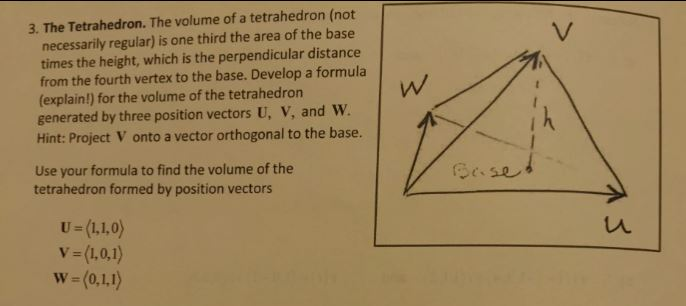 Solved The Tetrahedron. The volume of a tetrahedron (not | Chegg.com