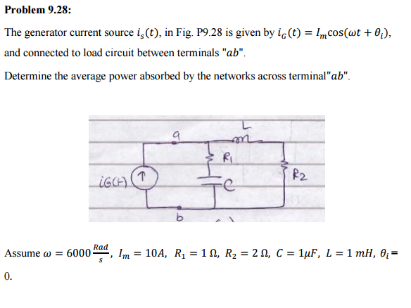 Solved The generator current source i_s(t), in Fig. P9.28 is | Chegg.com