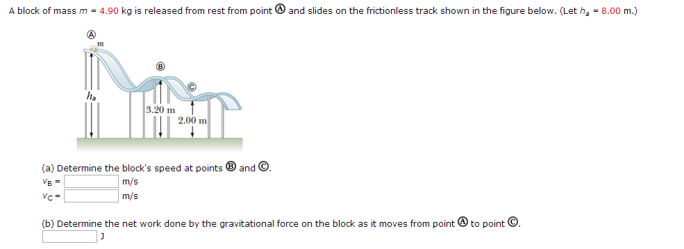 Solved A block of mass m = 4.90 kg is released from rest | Chegg.com