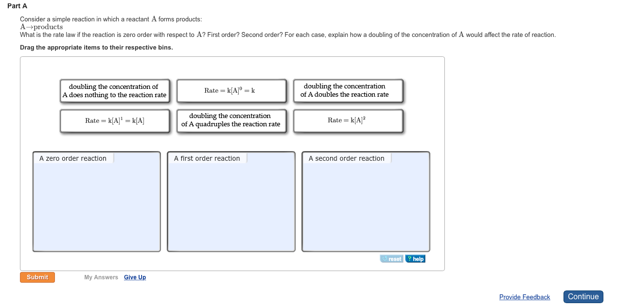 Solved Part A Consider a simple reaction in which a reactant | Chegg.com