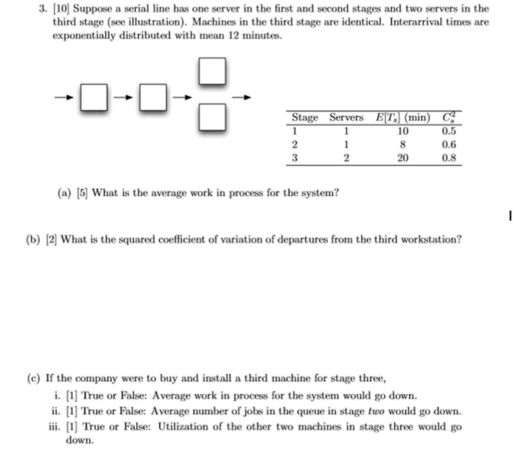 Suppose a serial line has one server in the first and | Chegg.com