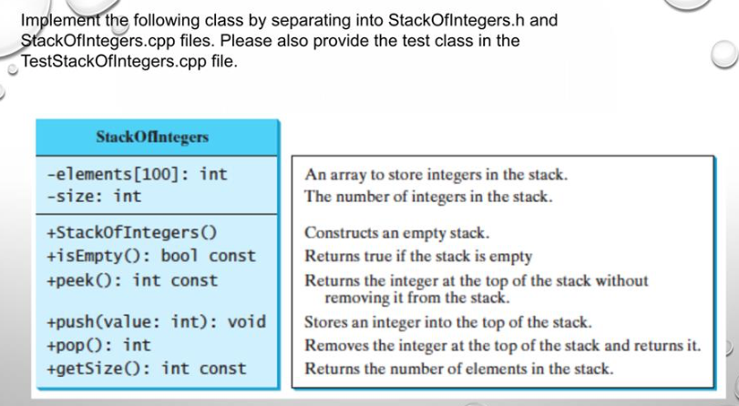 Solved Implement the following class by separating into | Chegg.com