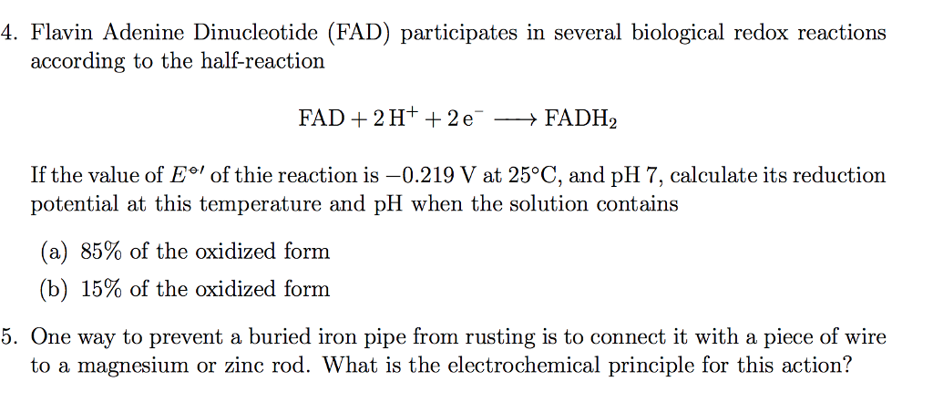 Solved 4. Flavin Adenine Dinucleotide (FAD) participates in | Chegg.com
