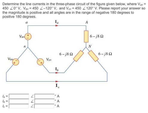 Solved Determine the line currents in the three-phase | Chegg.com