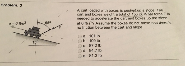 Solved A cart loaded with boxes is pushed up a slope. The | Chegg.com