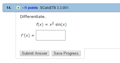 Solved Differentiate. f(x) = x2 sin(x) | Chegg.com