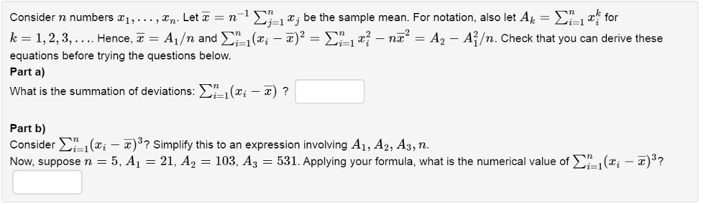 Solved Consider n numbers xi, . . . , Xn. Let x = n-Tj-i xj | Chegg.com