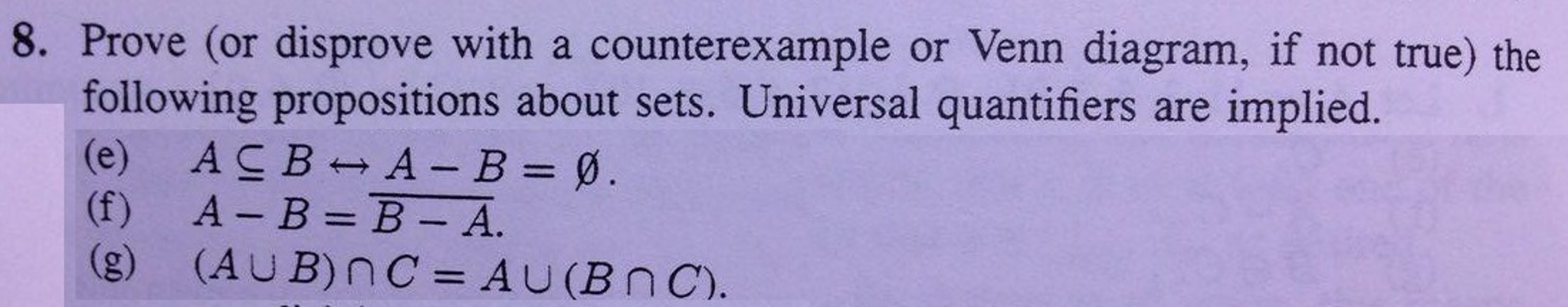 Solved Prove (or disprove with a counterexample or Venn | Chegg.com