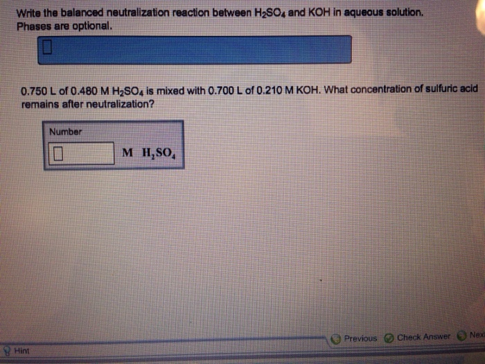 Solved Write the balanced neutralization reaction between | Chegg.com