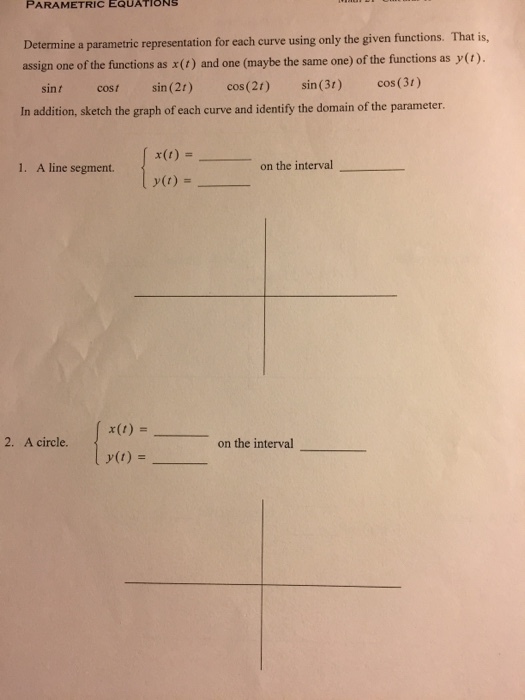 Solved Determine a parametric representation for each curve | Chegg.com