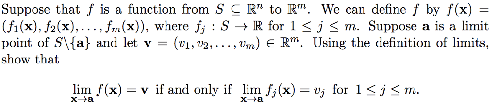 Solved Suppose that f is a function from S C R" to Rm. We | Chegg.com