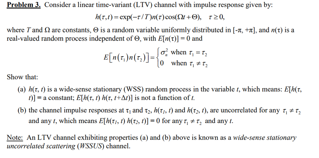 Solved Problem 3. Consider a linear time-variant (LTV) | Chegg.com