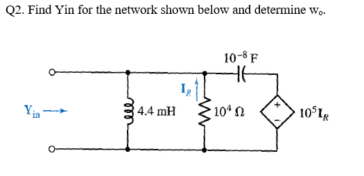 Solved Find Yin for the network shown below and determine | Chegg.com