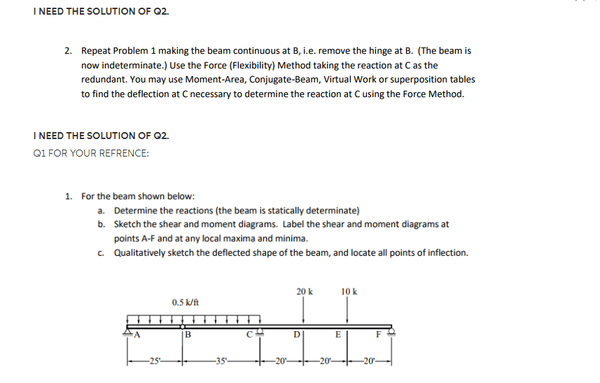 Solved Repeat Problem 1 making the beam continuous at B, | Chegg.com