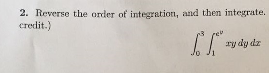 Solved Reverse the order of integration, and then integrate, | Chegg.com