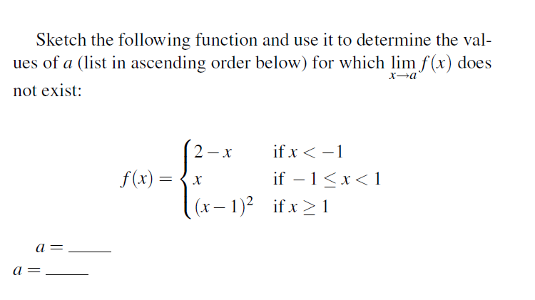 Solved Sketch the following function and use it to determine | Chegg.com