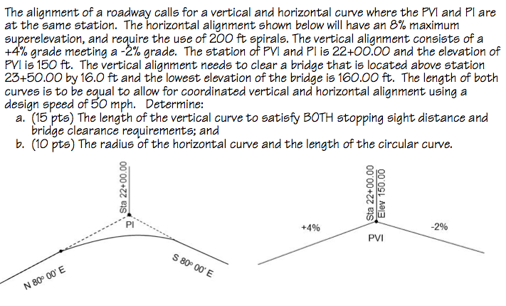 The alignment of a roadway calls for a vertical and | Chegg.com