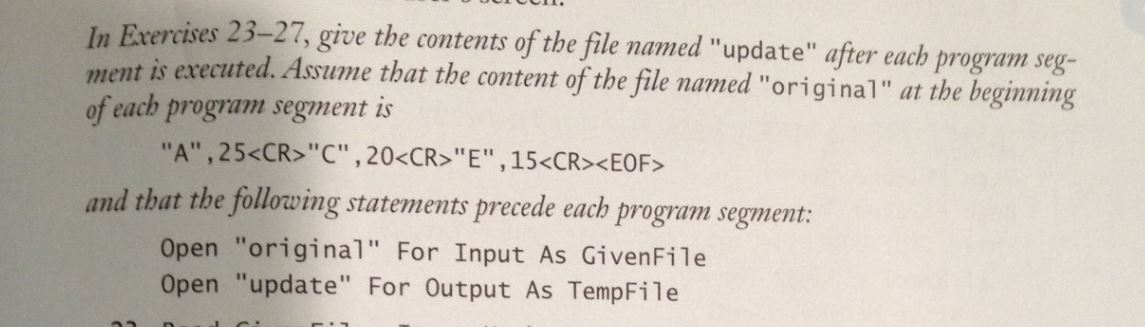 Solved In Exercises 23-27, give the contents of the file | Chegg.com