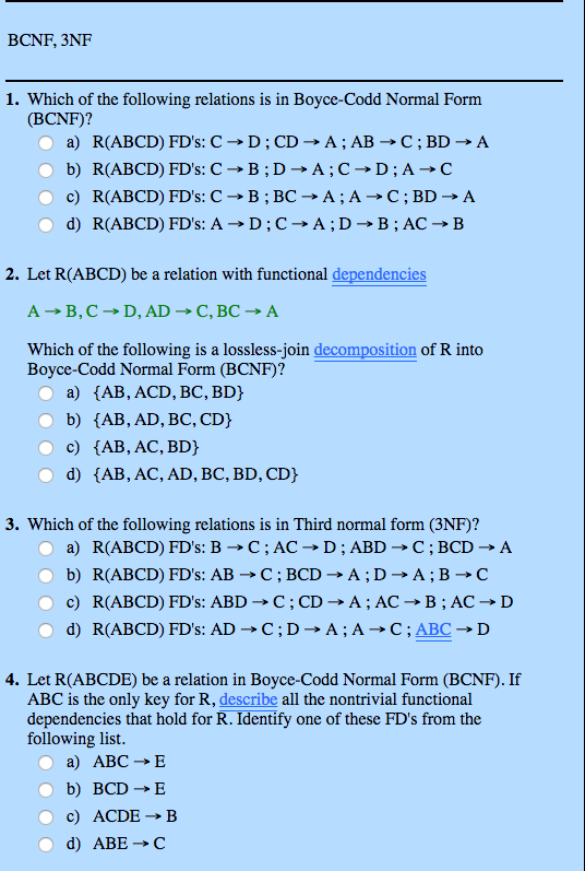 Solved 1. Which of the following relations is in | Chegg.com