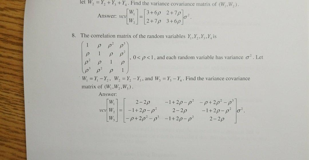 Solved w2 Y2 + Y3 + Yt . Find the variance covariance matrix | Chegg.com