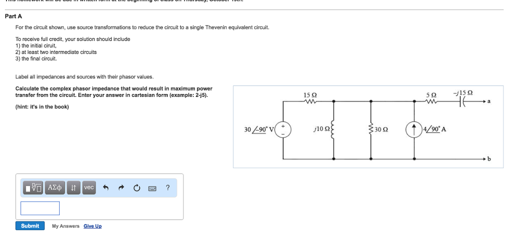 Solved Part A For The Circuit Shown Use Source