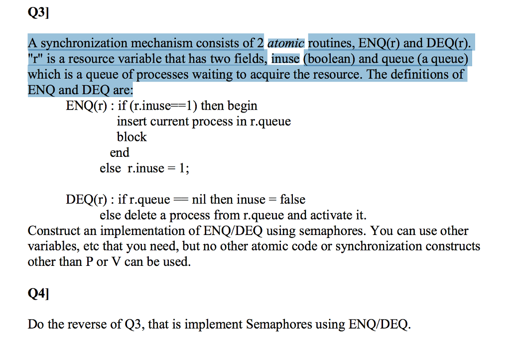 Solved A synchronization mechanism consists of 2 atomic | Chegg.com
