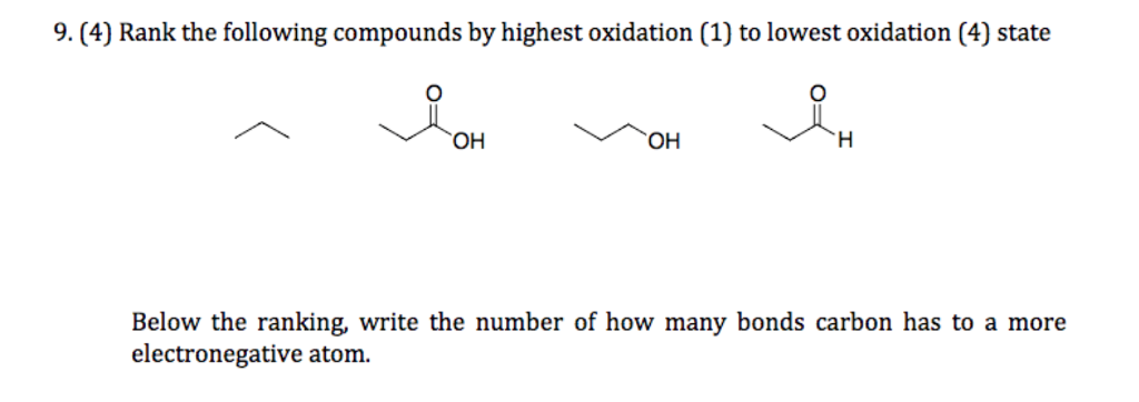 Solved 9. (4) Rank the following compounds by highest | Chegg.com