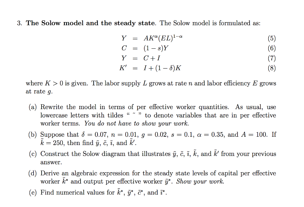 Solved The Solow model and the steady state. The Solow model | Chegg.com