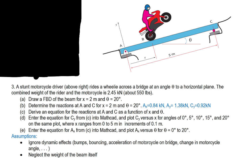 Solved A stunt motorcycle driver (above right) rides a | Chegg.com