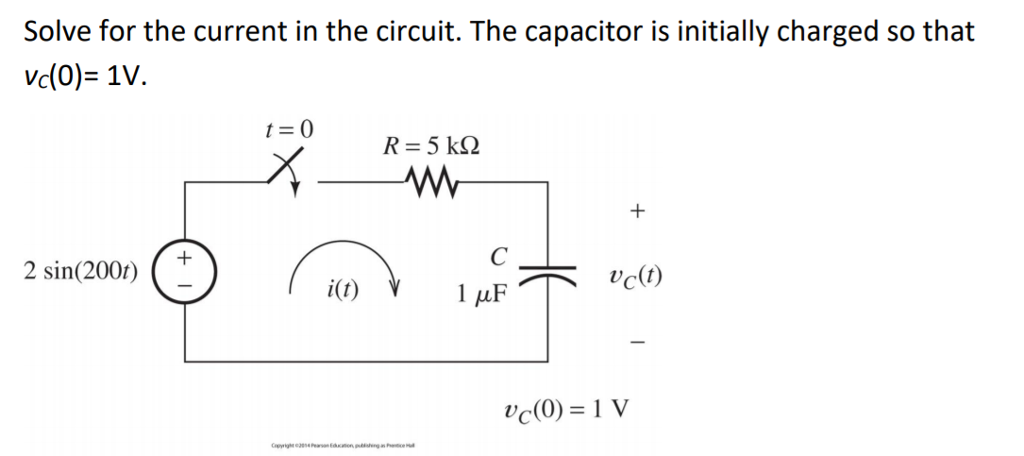 Solved Solve for the current in the circuit. The capacitor | Chegg.com