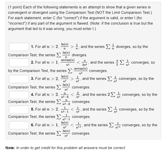 Solved (1 point) Each of the following statements is an | Chegg.com