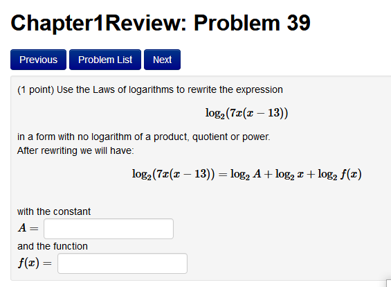 Solved Use the Laws of logarithms to rewrite the expression | Chegg.com