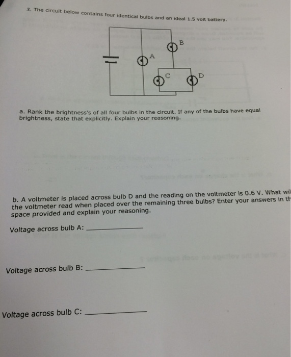 Solved 3. The circuit below contains four identical bulbs | Chegg.com