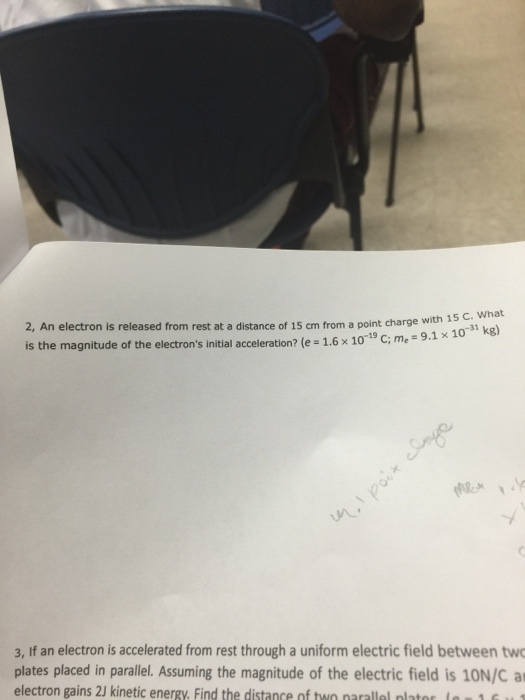 Solved An electron Is released from rest at a distance of 15 | Chegg.com