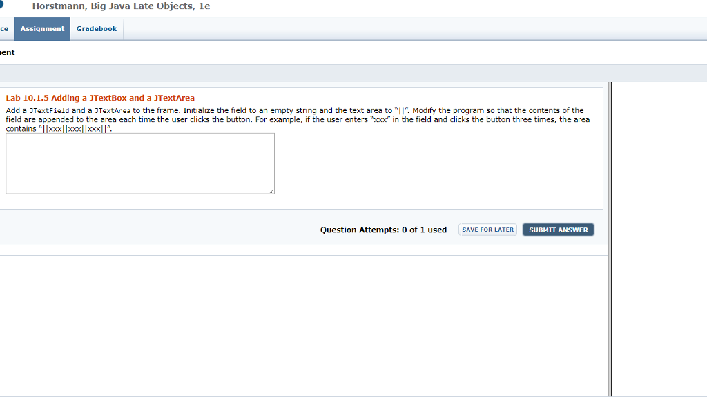 Solved Horstmann, Big Java Late Objects, 1e ce Assignment | Chegg.com