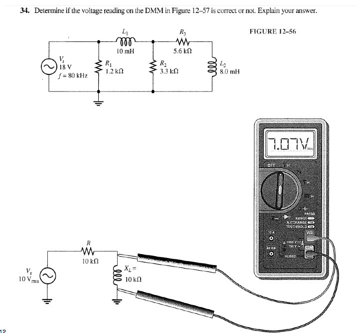 Solved 34. Determine if the voltage reading on the DMM in | Chegg.com