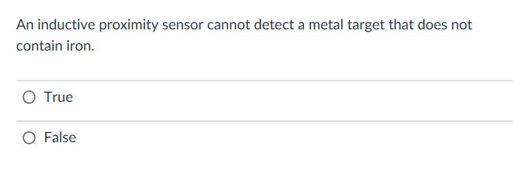 Solved An inductive proximity sensor cannot detect a metal | Chegg.com