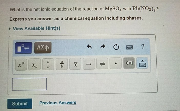 Solved What is the net ionic equation of the reaction of | Chegg.com