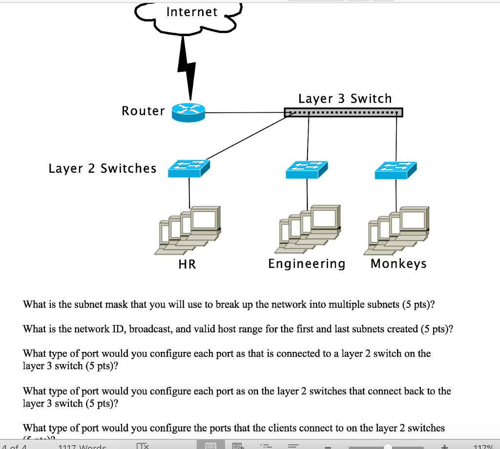 Solved 12. You are tasked with breaking up a large network | Chegg.com
