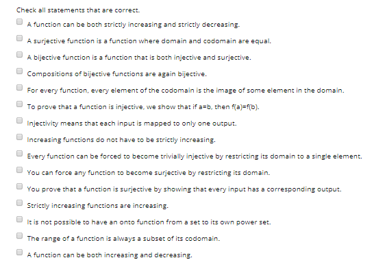 Solved Check all statements that are correct. A function can | Chegg.com