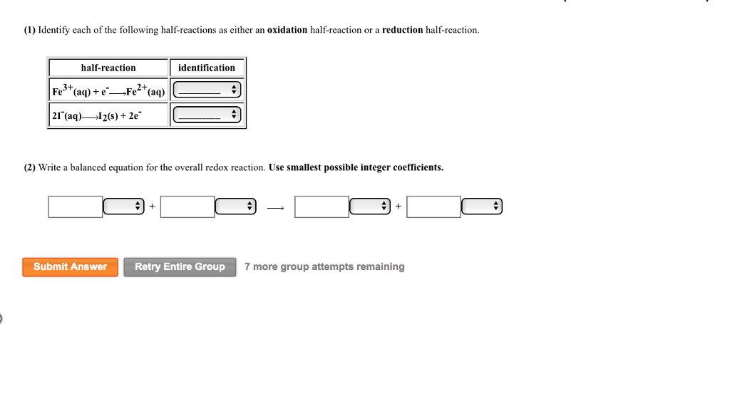 Solved 1 Identify Each Of The Following Half Reactions As