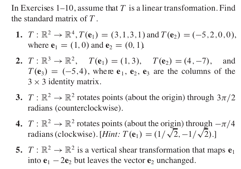 Solved Assume That T Is A Linear Transformation Find The