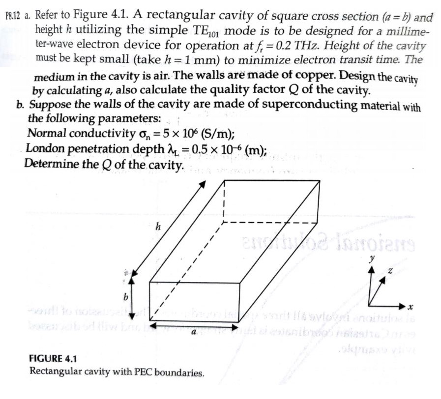 Solved P8.12 a. Refer to Figure 4.1. A rectangular cavity of | Chegg.com