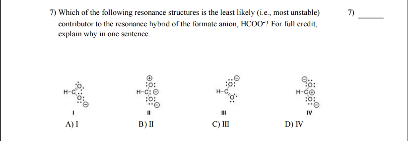Solved Which of the following resonance structures is the | Chegg.com