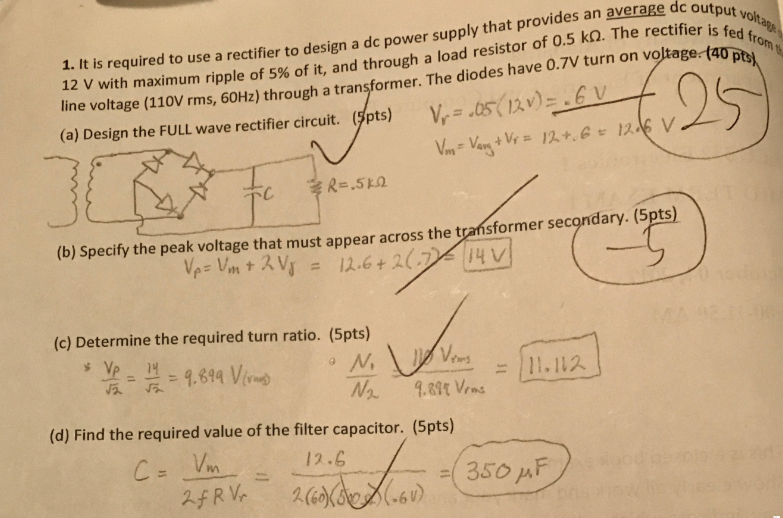 Solved 1. It is required to use a rectifier to design a dc | Chegg.com