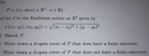 Solved Let nd let d be the Euclidean metric on R2 given by ) | Chegg.com