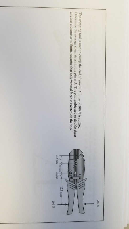 Solved 200 N The crimping tool is used to crimp the end of | Chegg.com